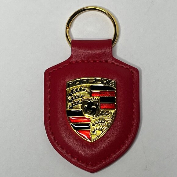 Porsche Design | Accessories | Porsche Red Leather Keychain With Gold ...